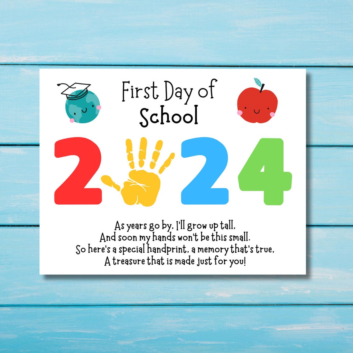 First Day of School Handprint Art, Kindergarten Preschool Handprint ...