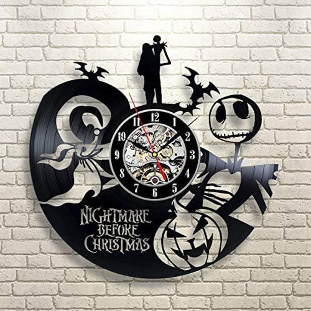 Nightmare Before Christmas Vinyl Record Clock, Playroom Decor, Cartoon ...