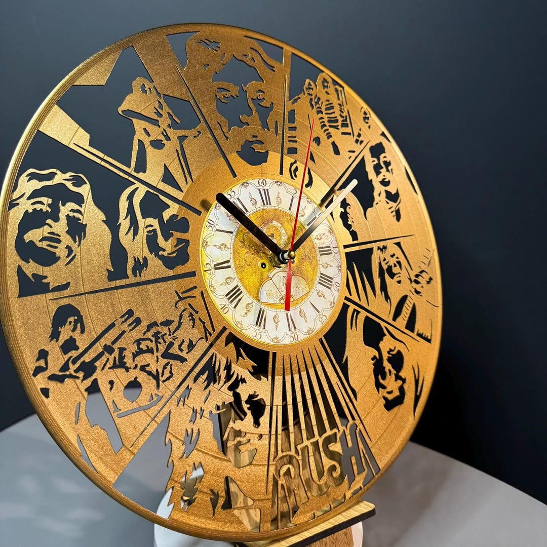 RUSH Gold Vinyl Record Clock, Geddy Lee, Heavy Metal Band, Rush Gift ...