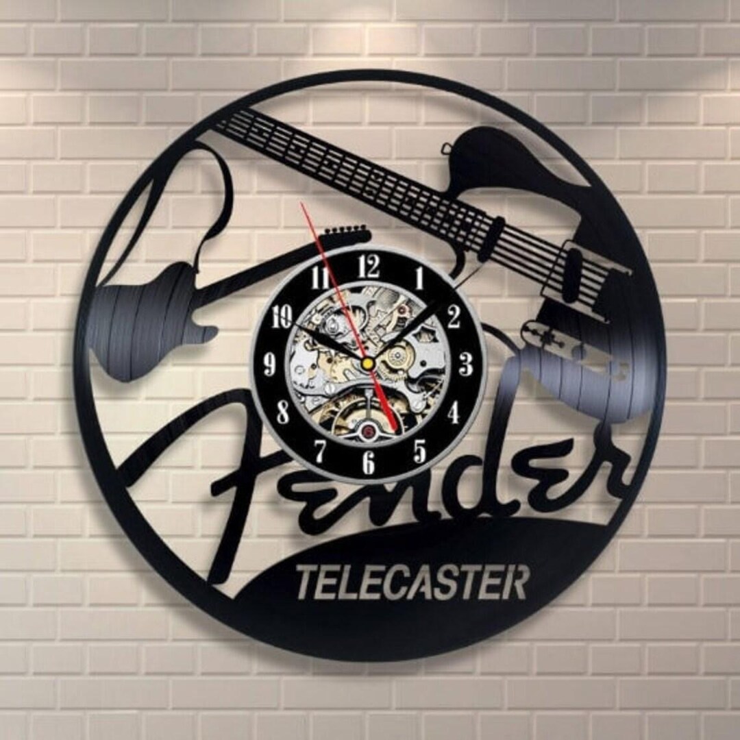 Fender Telecaster Christmas Gifts, Guitar Vinyl Record Clock, Guitarist ...
