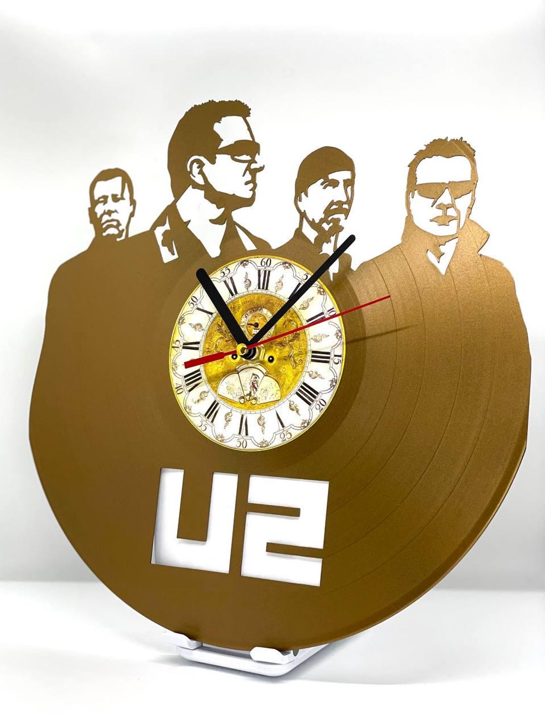 U2 Gold Vinyl Record Clock, Rock Music Band Wall Art, Music Enthusiast ...