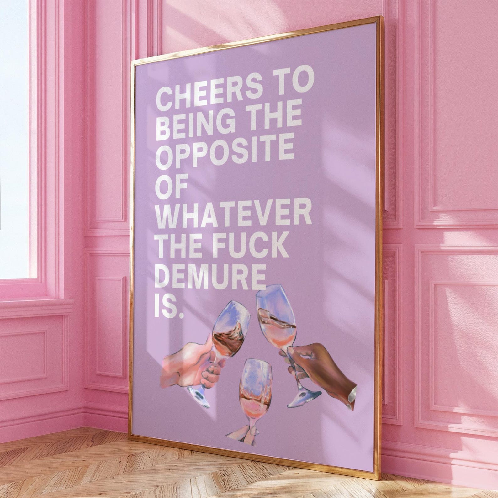 CHEERS DEMURE PRINT Trendy Preppy Wall Art, Cutesy & Mindful Bar Cart ...