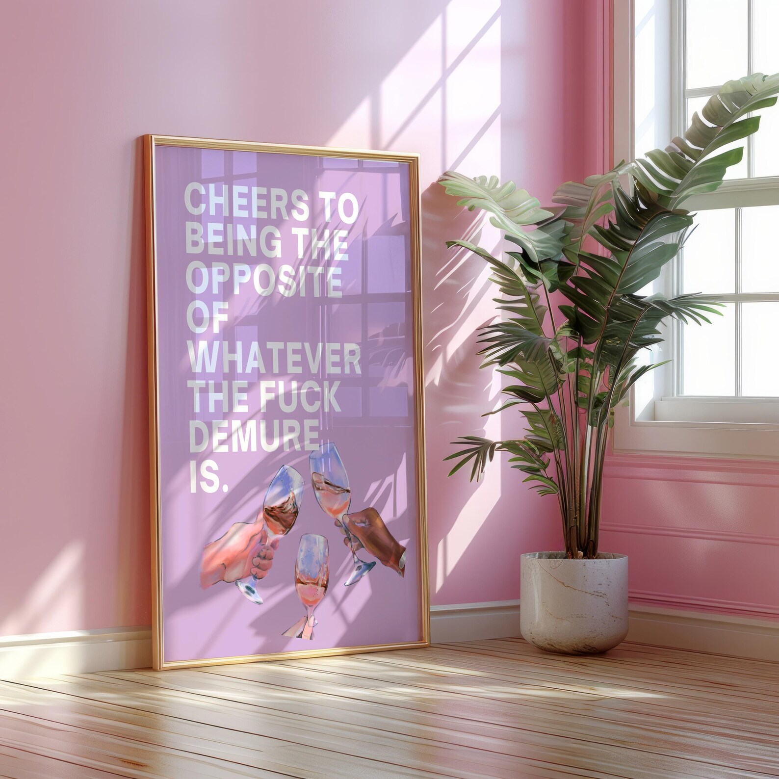 CHEERS DEMURE PRINT Trendy Preppy Wall Art, Cutesy & Mindful Bar Cart ...
