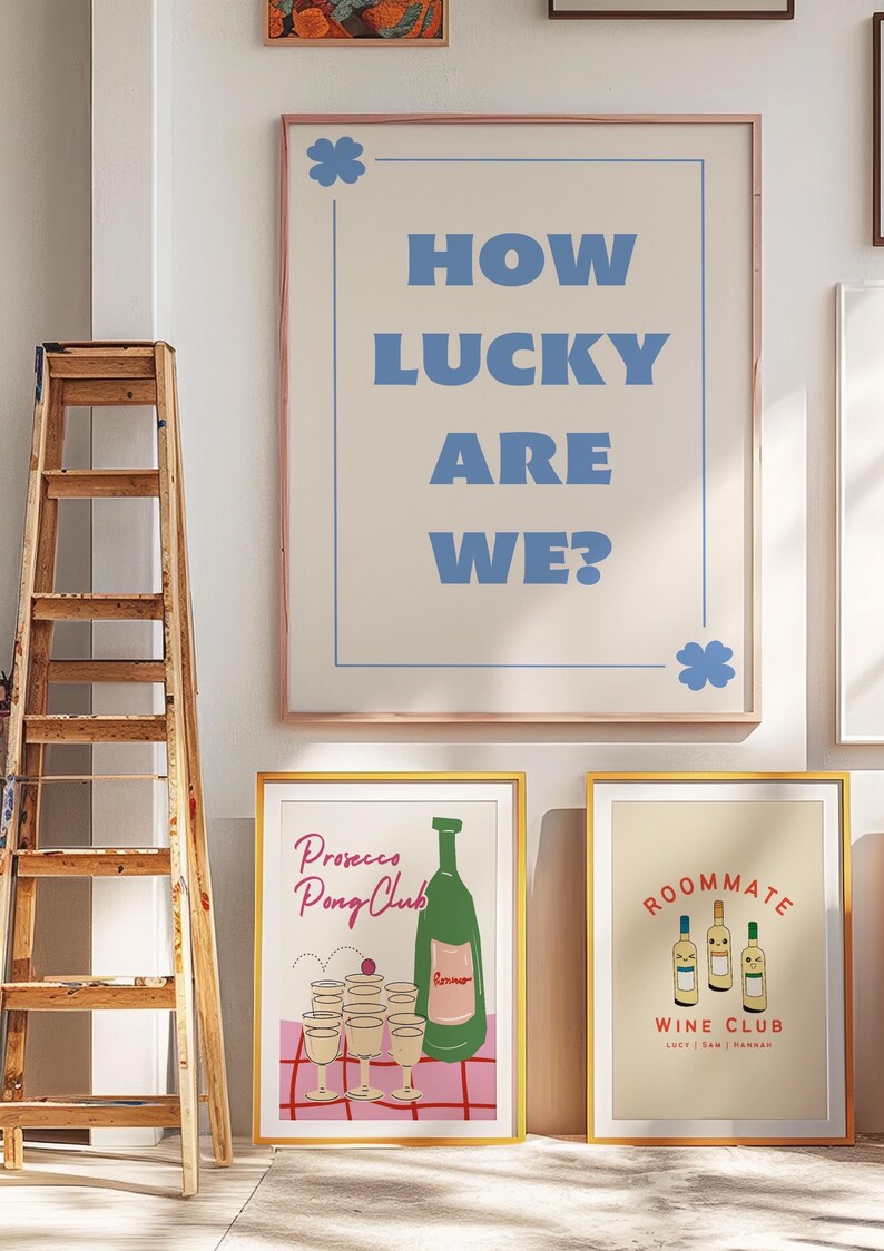 BLUE LUCKY PRINT - How Lucky Are We?, Lucky You, Light Blue Decor ...