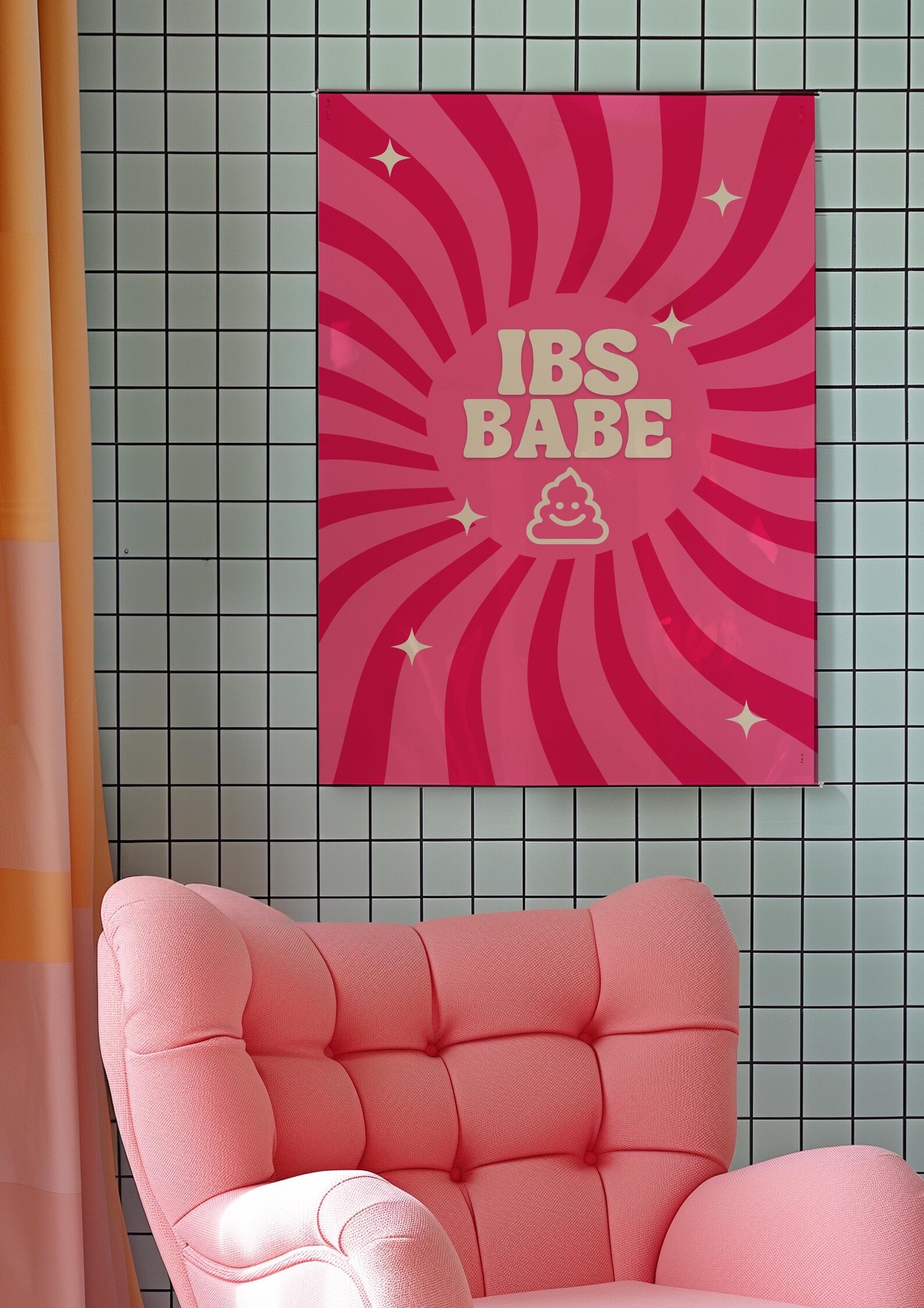 Retro IBS Babe Print | Pink Dorm Wall Art (digital Download) - Etsy