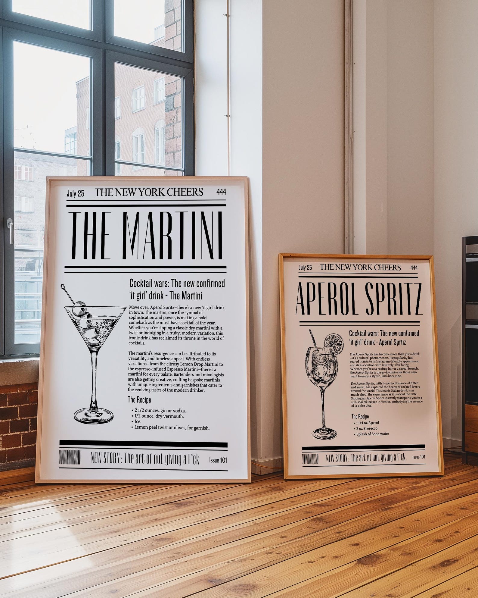 MARTINI NEWSPAPER PRINT Retro Cocktail Recipe Poster,vintage Newspaper ...