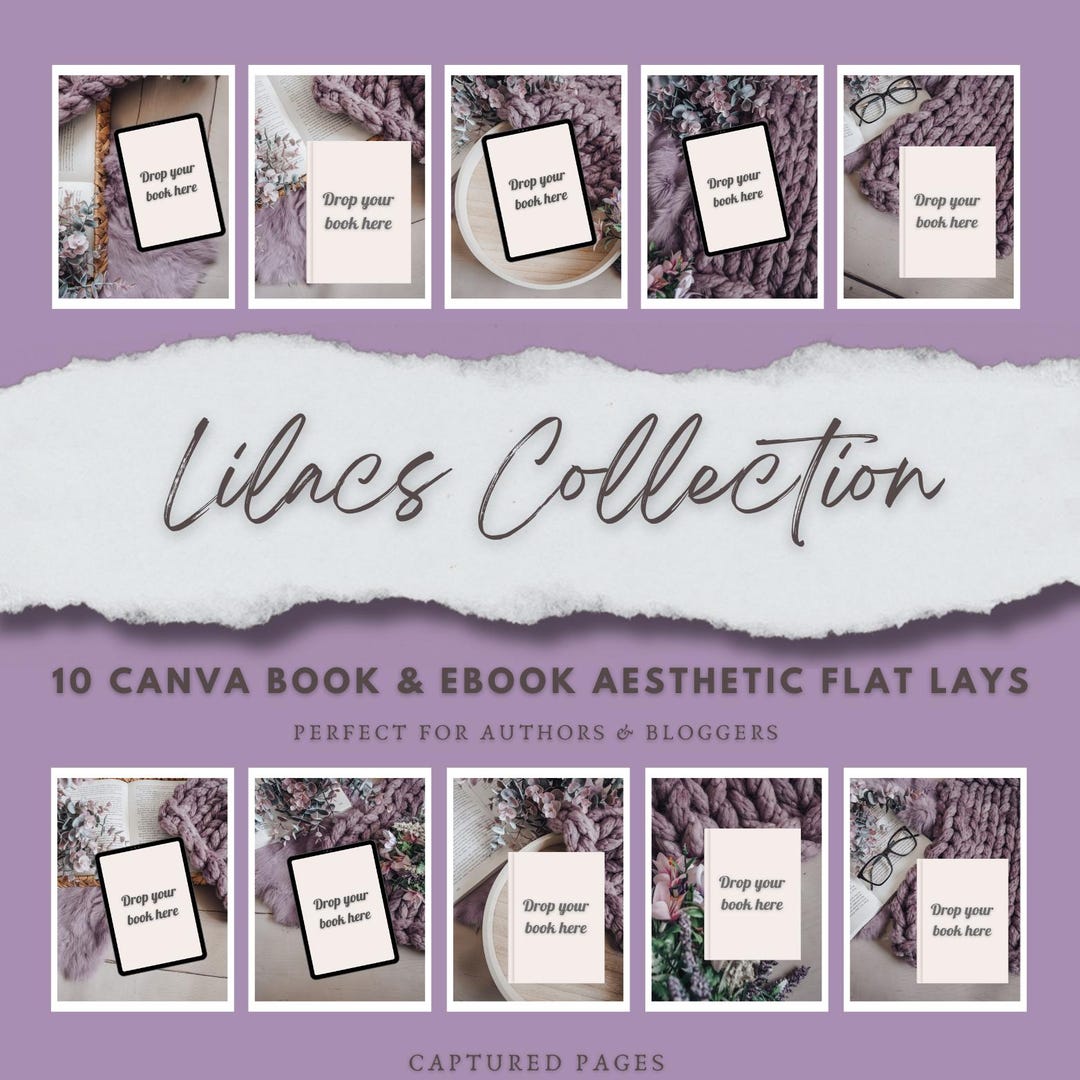 Book Flat Lay Canva Template – Lilacs Collection (digital Download ...