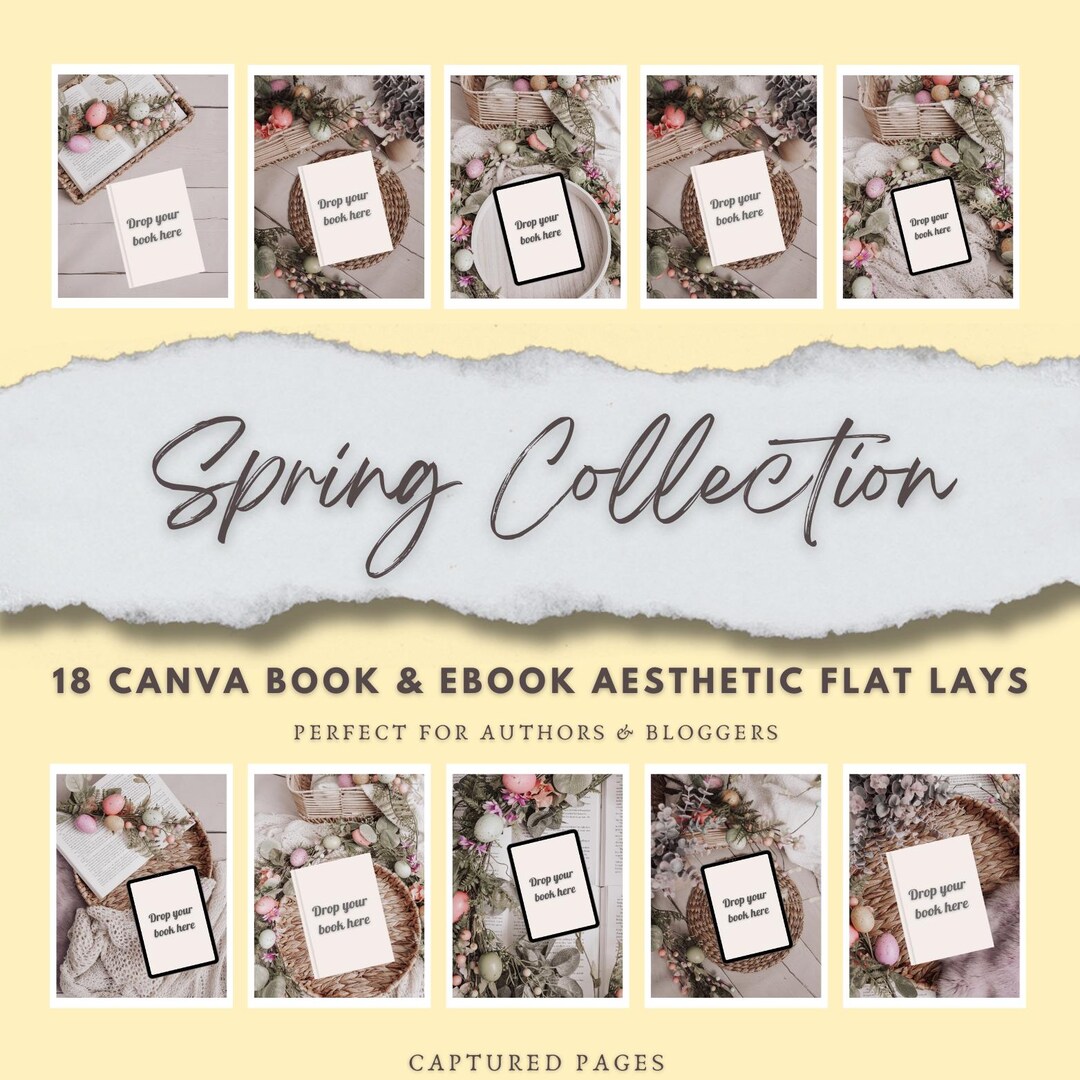 18 Book Flat Lay Canva Templates | Instagram Aesthetic Mockup | Digital ...