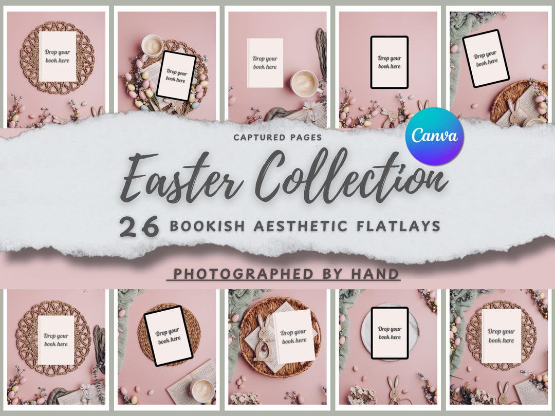 26 Book Flat Lay Canva Template | Instagram Mockup | Digital Download ...