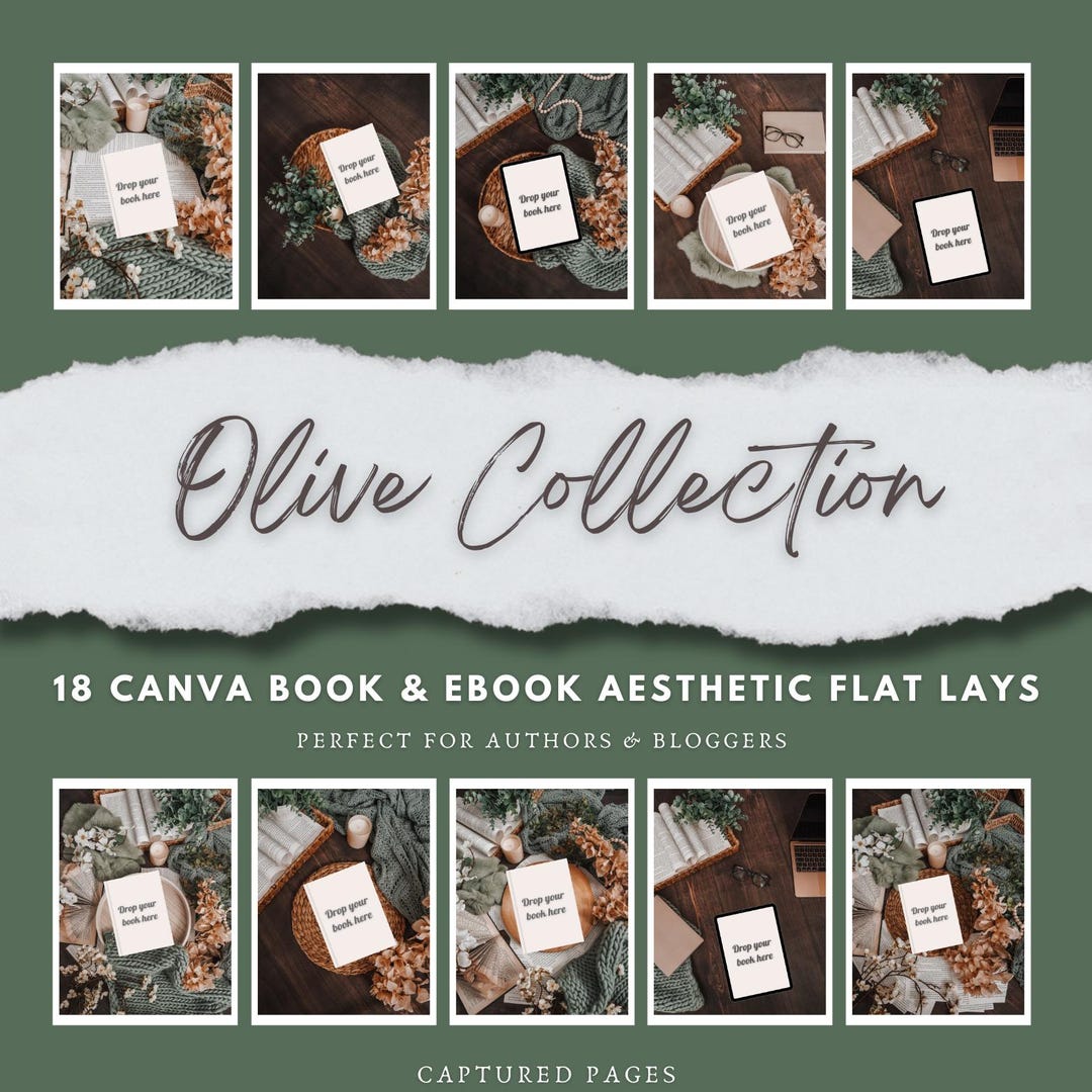 18 Book Flat Lay Canva Template | Instagram Aesthetic Mockup | Digital ...