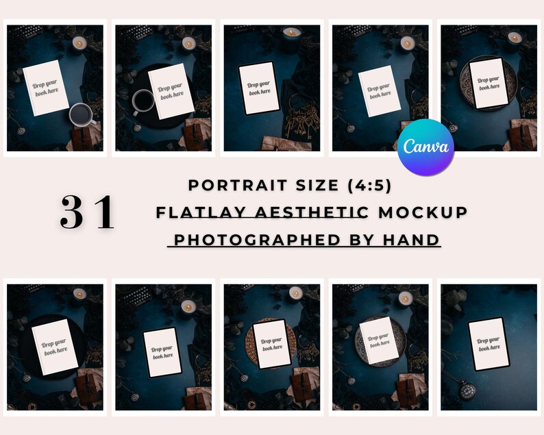 31 Dark Academia Book Mockup Bundle| Moody Bookstagram Flat Lay ...