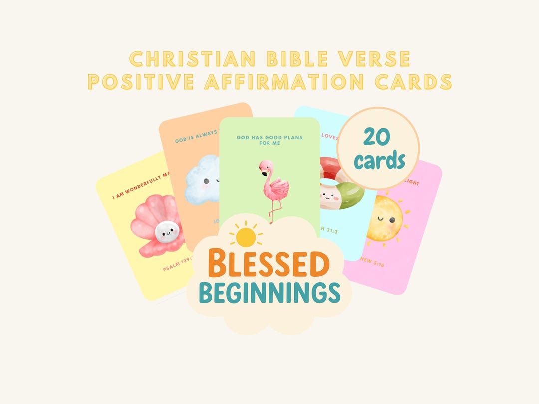 Printable Christian Affirmation Cards for Kids, Positive Bible Verse ...