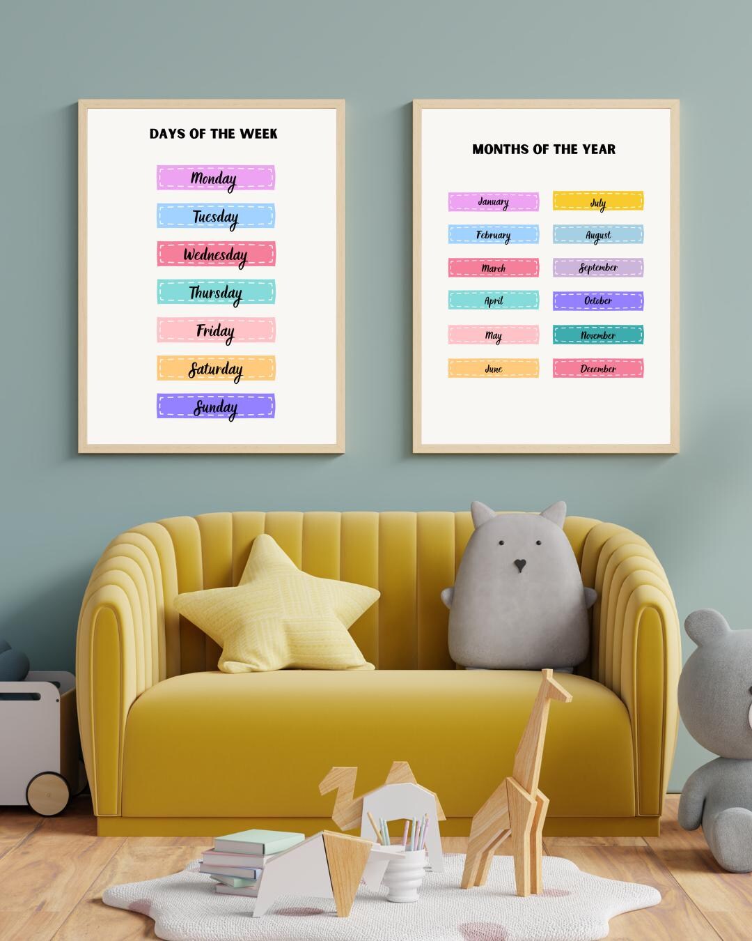 Colorful Educational Posters for Kids, Weekday & Monthly Learning ...