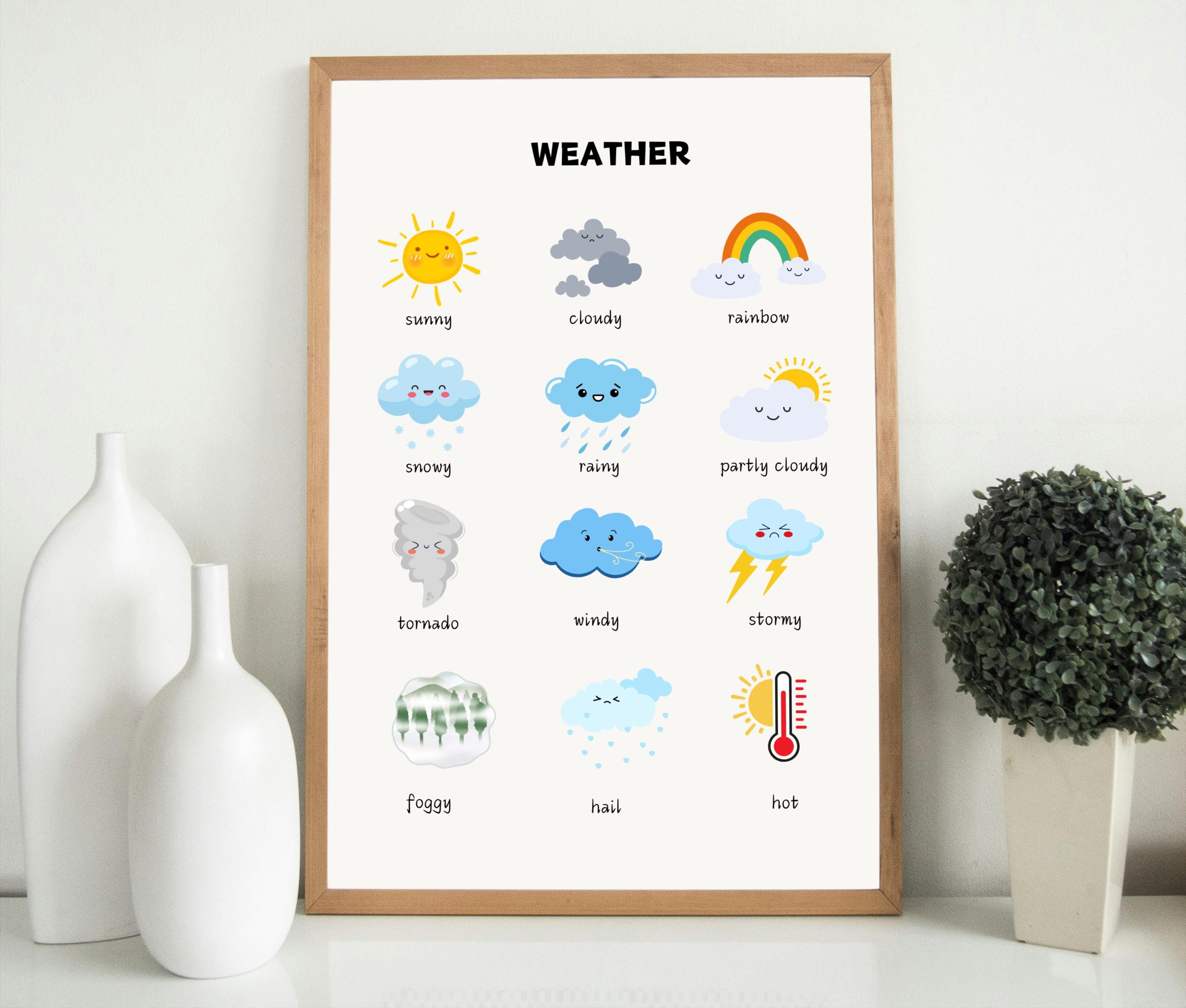 Kids Weather Chart Poster – Homeschool Learning, Educational Print ...