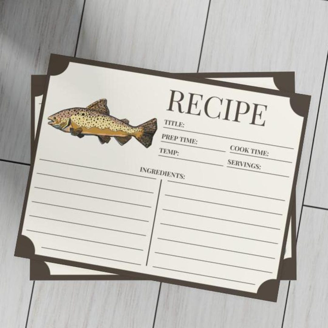 Trout Fish Recipe Cards | Southern Fishing Kitchen Decor | Preppy ...
