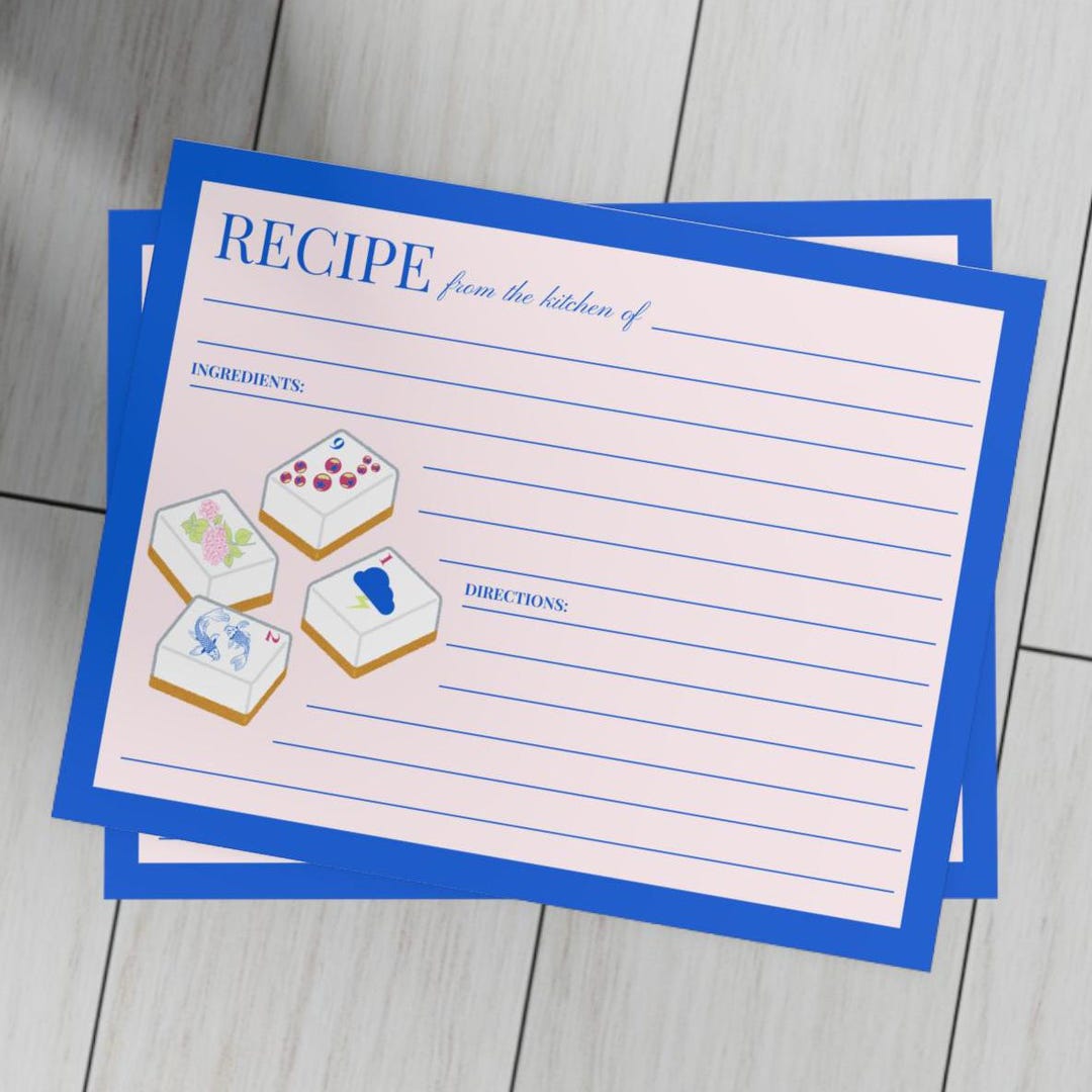 Mahjong Recipe Cards Fun and Unique Cooking Stationery 4x6 Recipe Cards ...