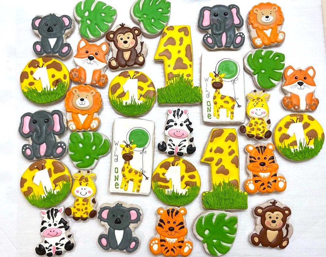 Wild One Cookies, Safari Animal Cookies, First Birthday Cookies, Animal ...