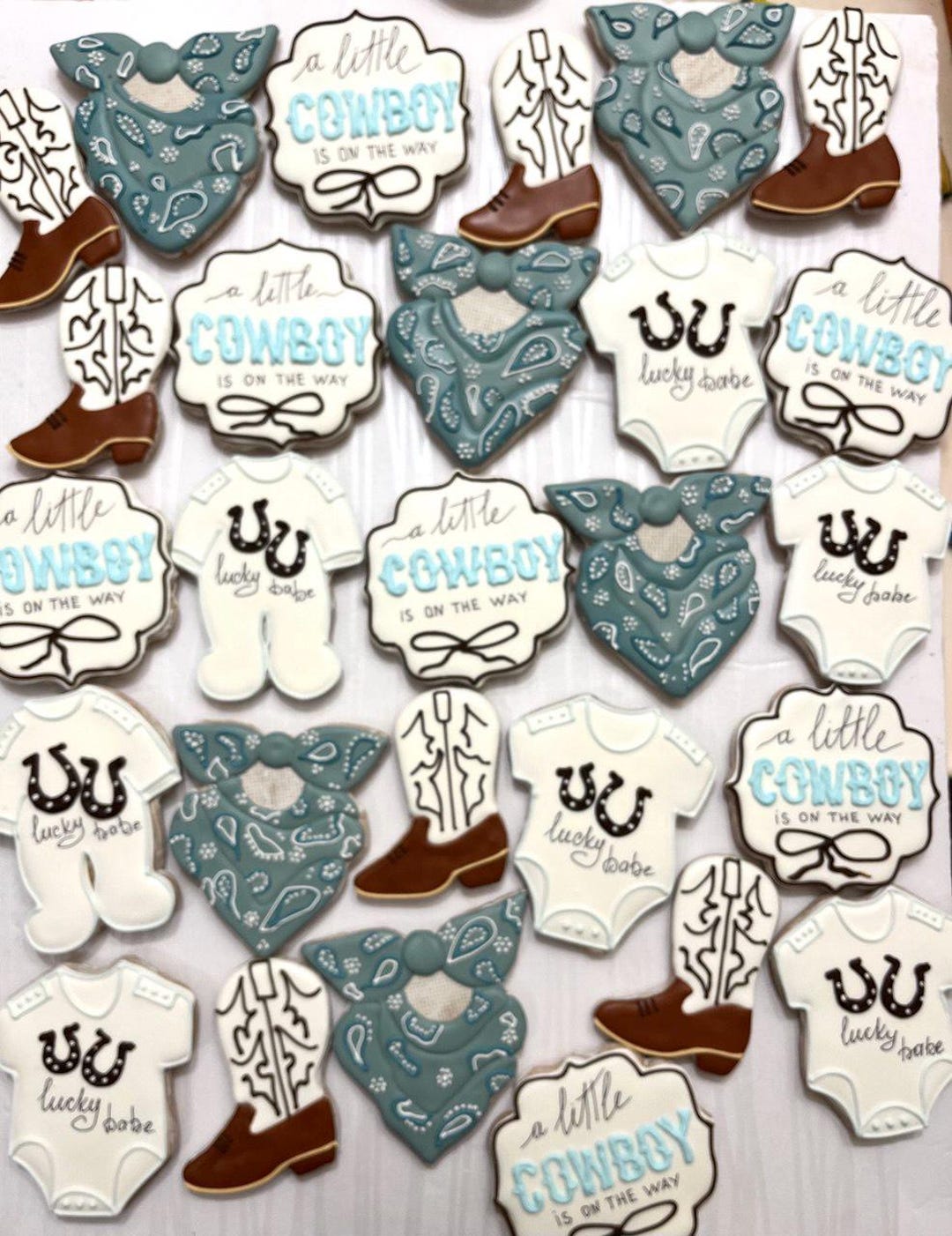 Little Cowboy Baby Shower Cookies | Western Theme Baby Boy Sugar ...