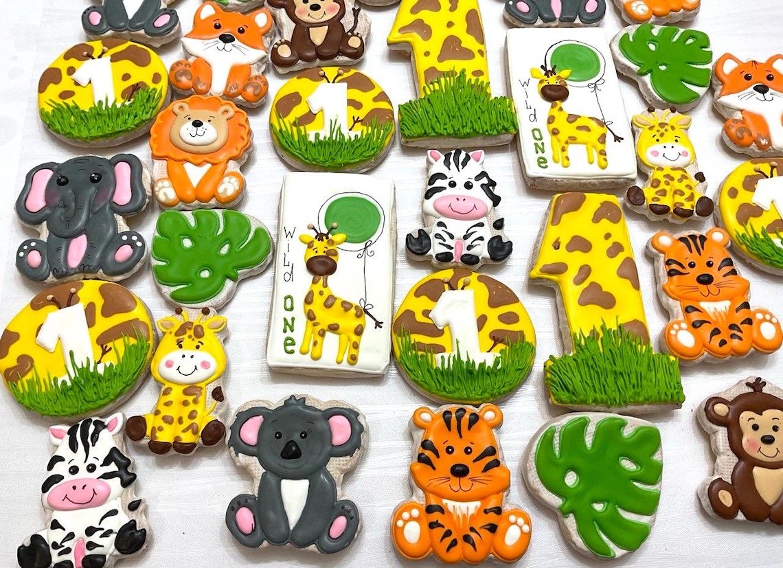 Wild One Cookies, Safari Animal Cookies, First Birthday Cookies, Animal ...