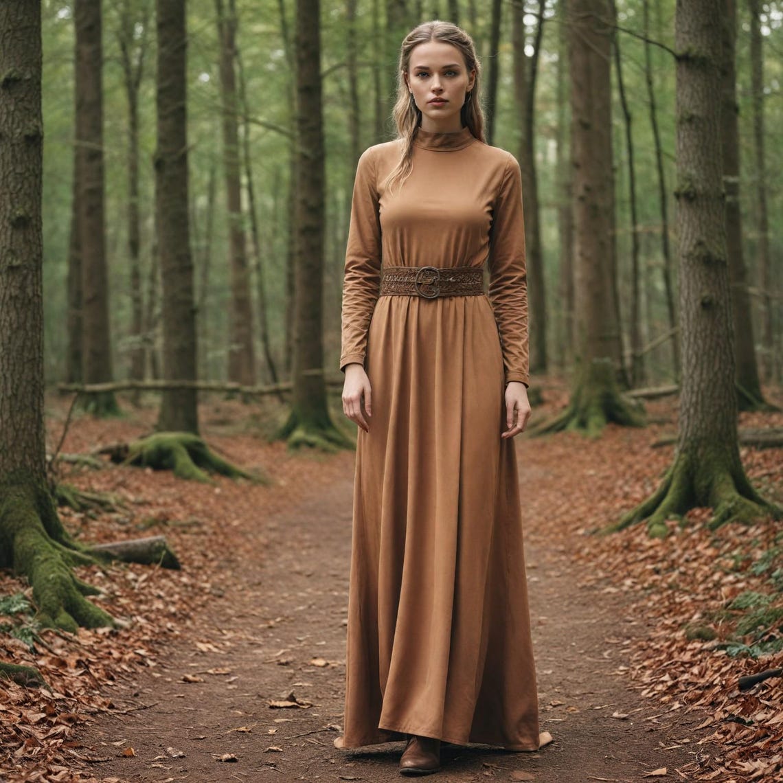 Brown Medieval Dress for Women's | Renaissance Dress With High Neckline ...