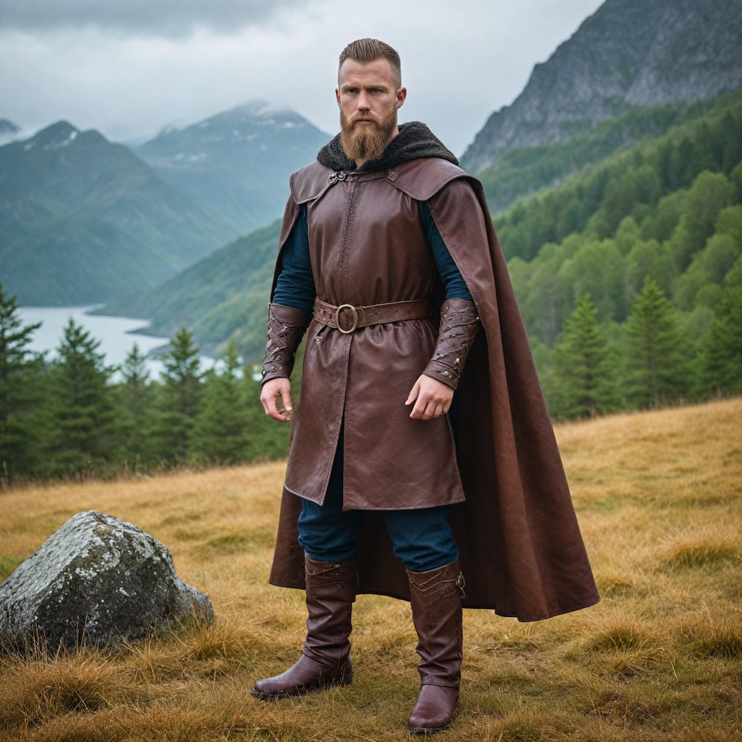 Genuine Leather Cloak, Vikings Leather Cloak, Genuine Leather Vikings ...
