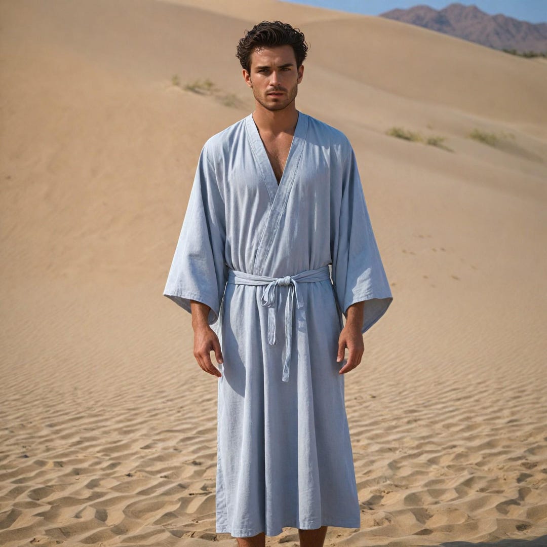Viking Men Light Blue Robe | Minimalist Monk Gown for Him | Medieval ...