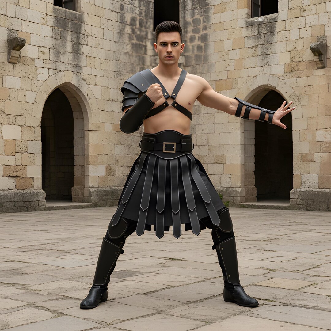 Gladiator Leather Armor Set | Cross Strap Chest Harness Costume ...