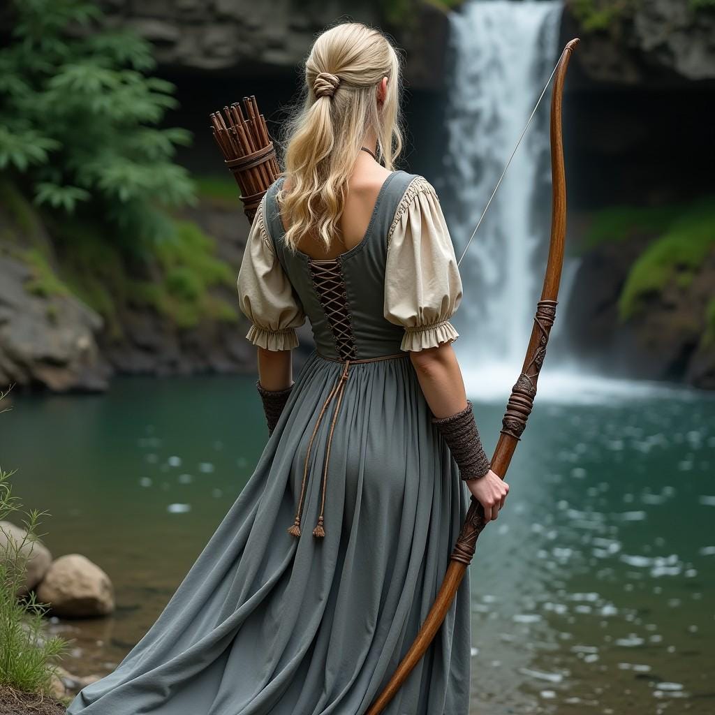 Medieval Archer Dress, Green and Beige Fantasy Outfit, Women's ...