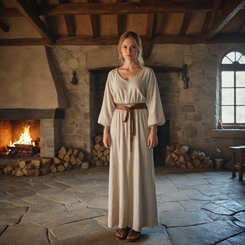 Medieval Beige Peasant Dress | Renaissance Long Dress for Women ...