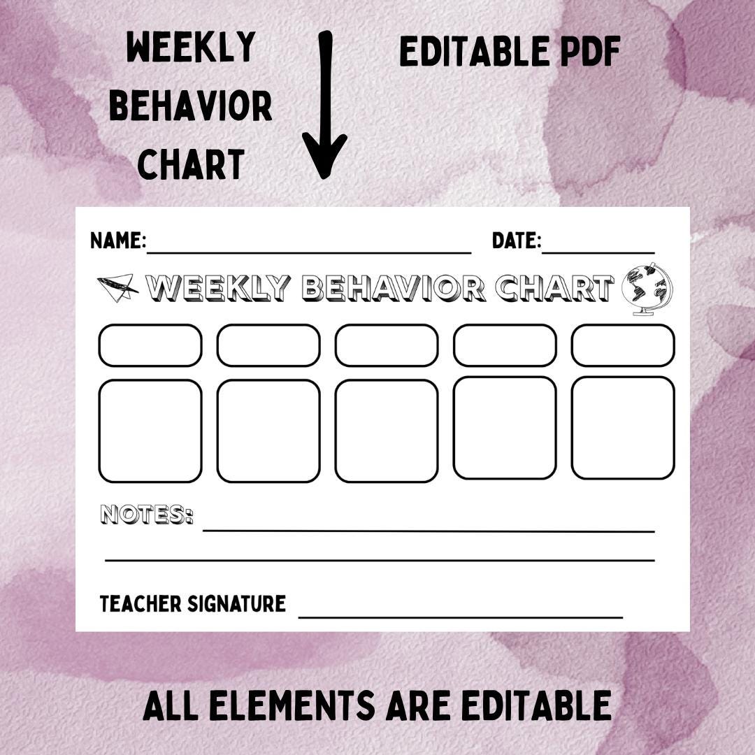 Behavior Chart for Kids: Classroom & Home (editable Digital Download ...
