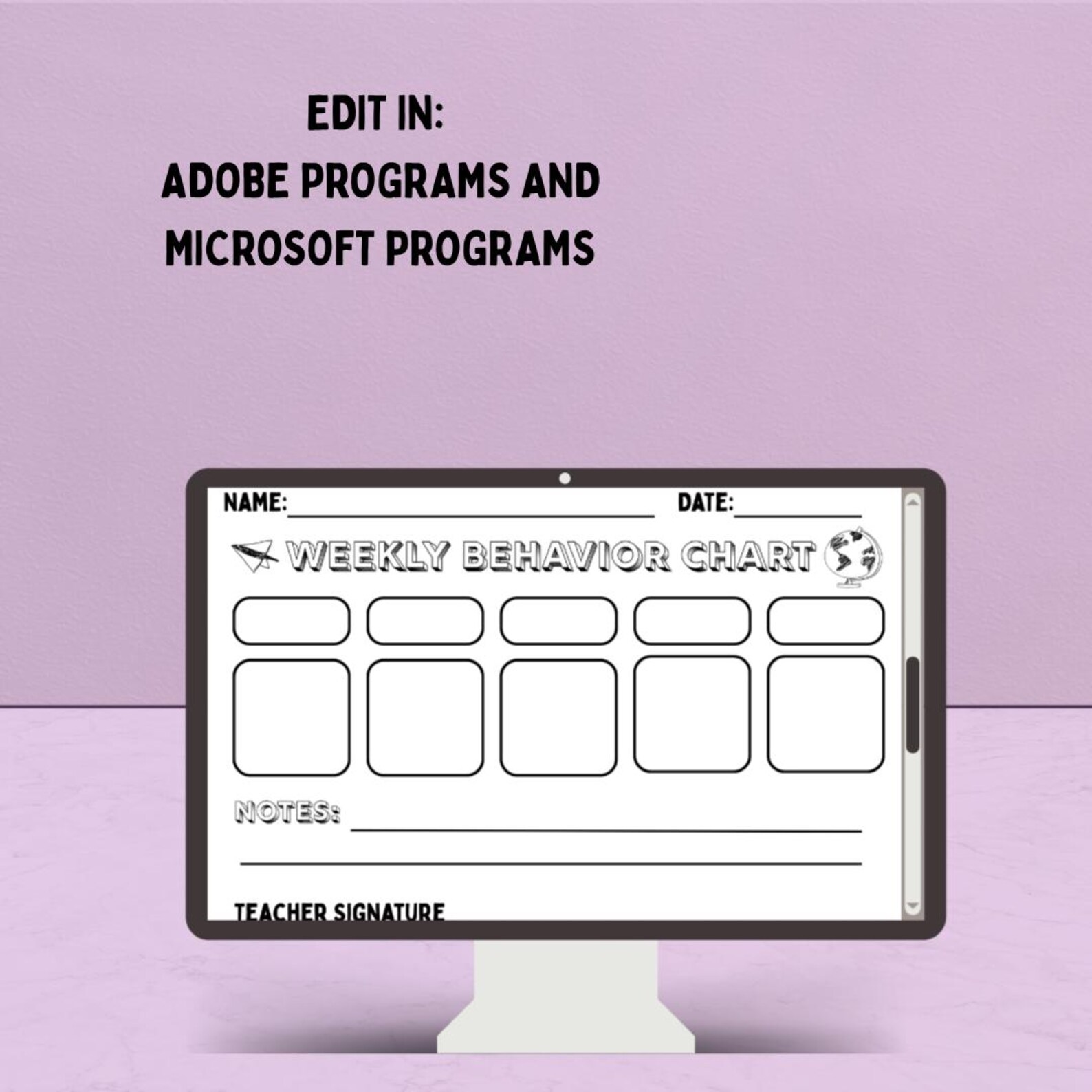 Behavior Chart for Kids: Classroom & Home (editable Digital Download ...