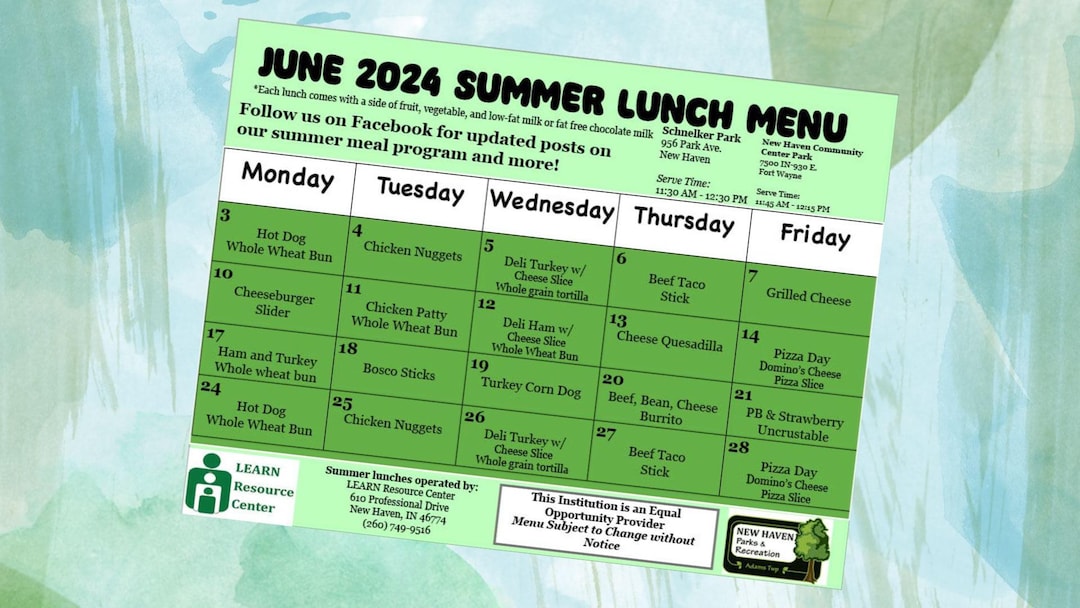 Personalized Lunch Menu Template for Schools - Etsy