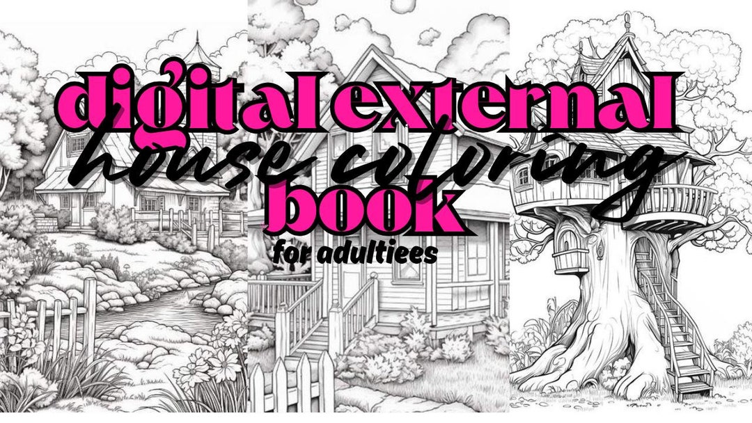 Digital External House Colouring Book for Adultiees - Etsy