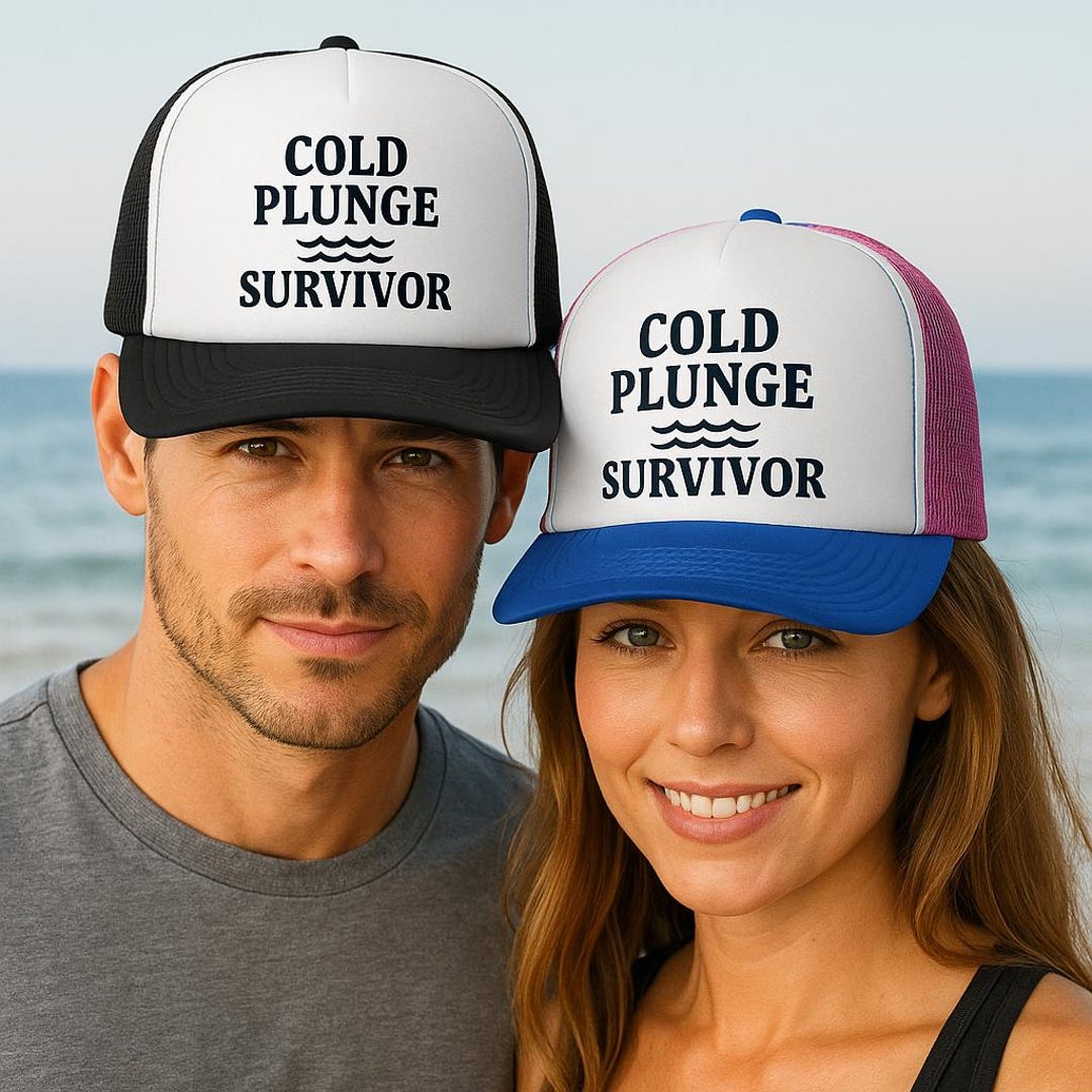 Cold Plunge Survivor Trucker Hat, Funny Ice Bath Snapback | Wellness ...