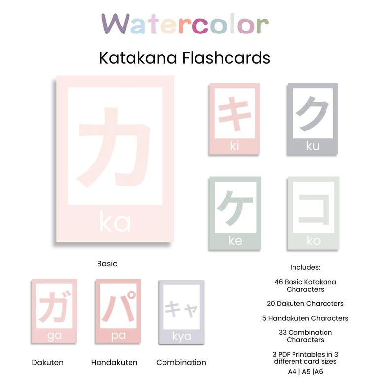 Japanese Katakana Flashcards | Teach or Study Materials Katakana for ...