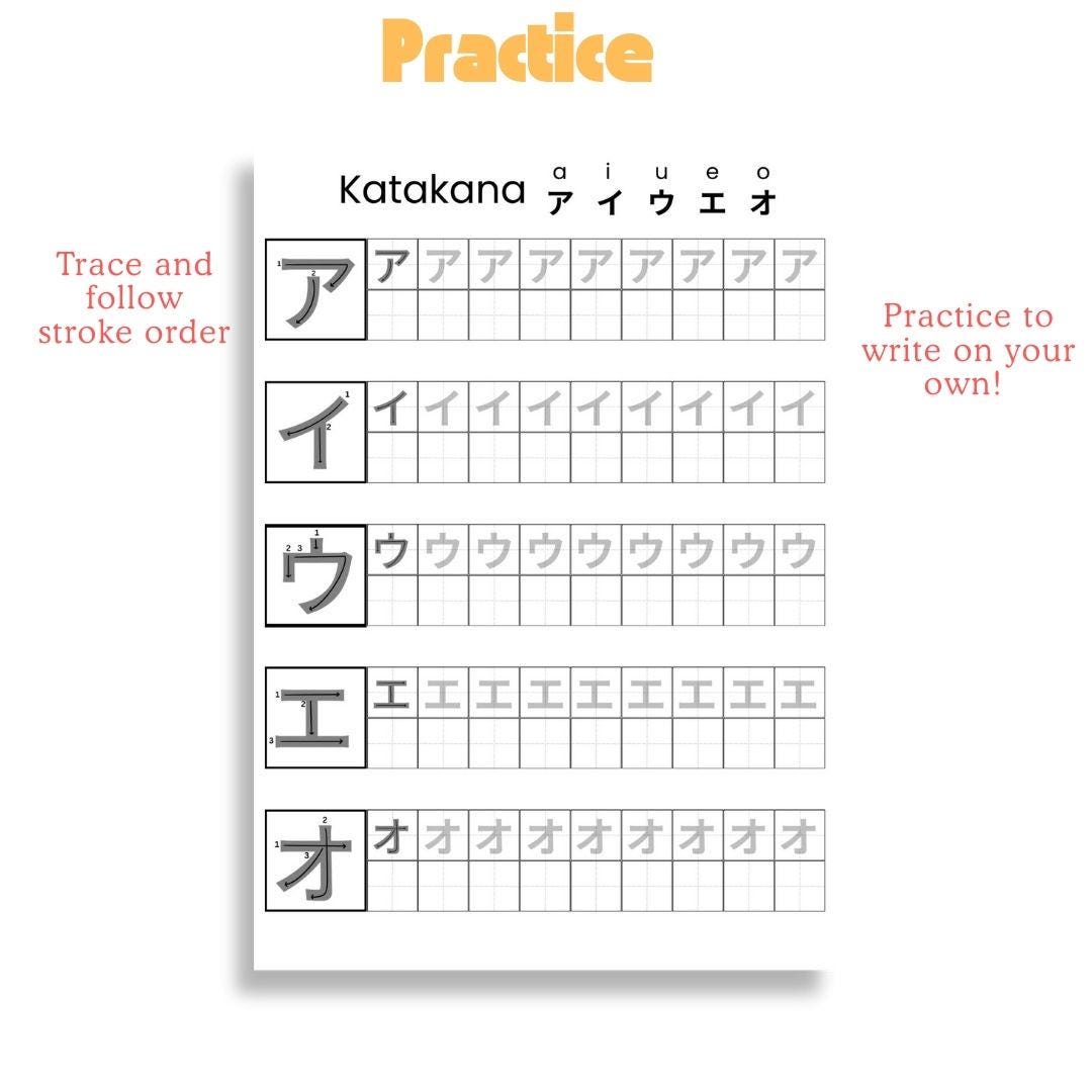 Learn to Write Katakana | Katakana Writing Practice Sheets With Free ...