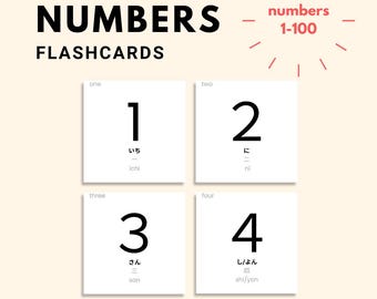 Japanese Numbers 1-100 Simple Compact Flashcards - Etsy