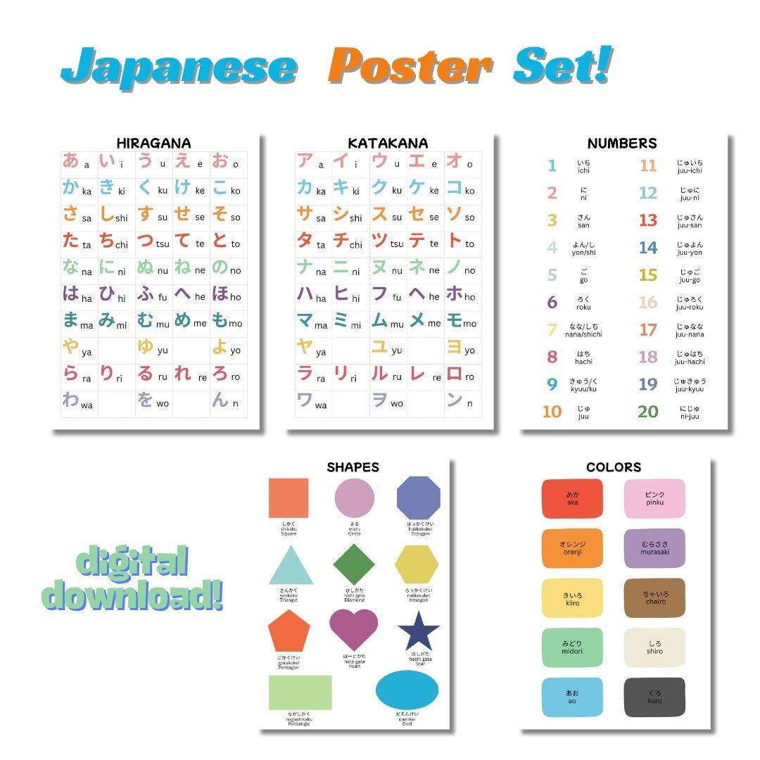 Japanese Educational Poster Set Wall Art Homeschool Learning Montessori ...