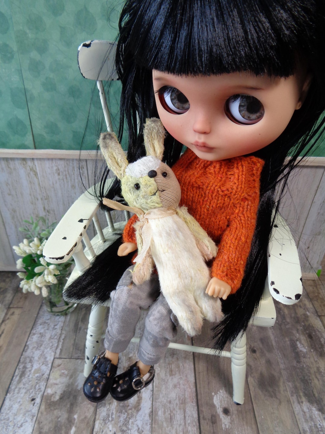 Handmade Teddy Bear Bunny * Pocket Friend * Doll Friend * Primitive ...