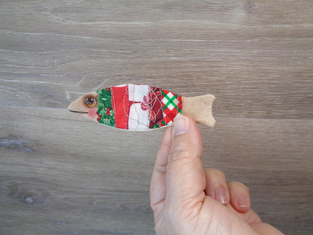 Christmas Textile Sardine Fish Woollybuttbears Fishy BJD Friend Bear or ...