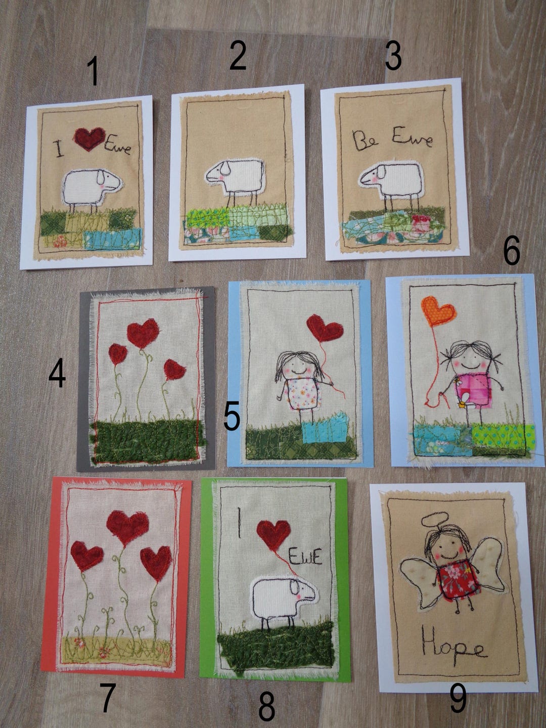 Handmade Textile Art Greeting Cards * Love Card * Sheep ...