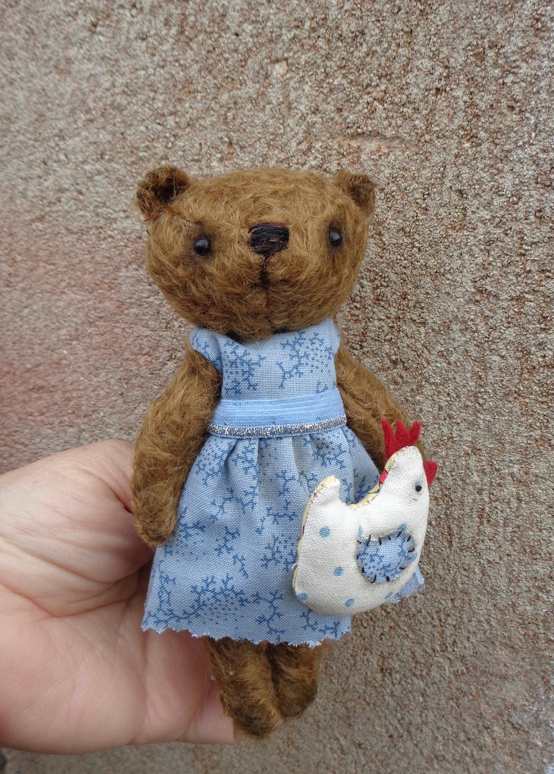 SALE Mohair Teddy Bear With Pet Hen by Woollybuttbears Brown Bear OOAK ...