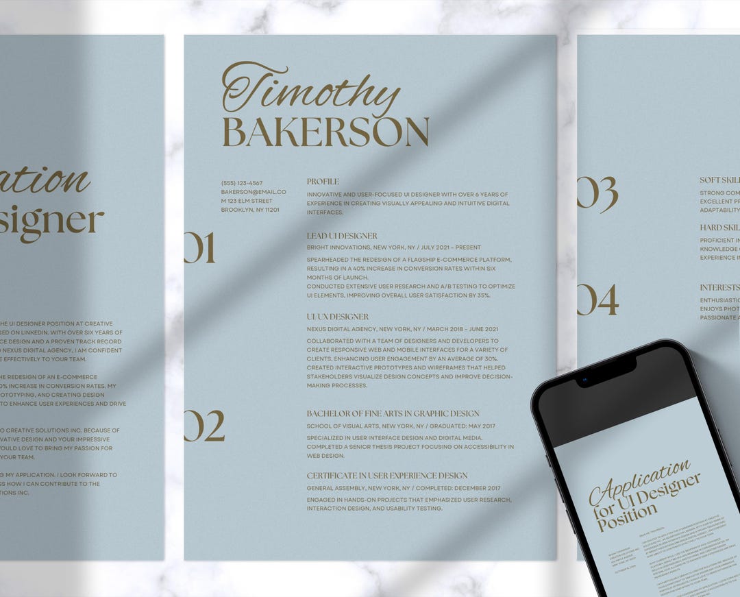 Luxury Resume Template: 1-page & 2-page CV, Cover Letter (canva) - Etsy
