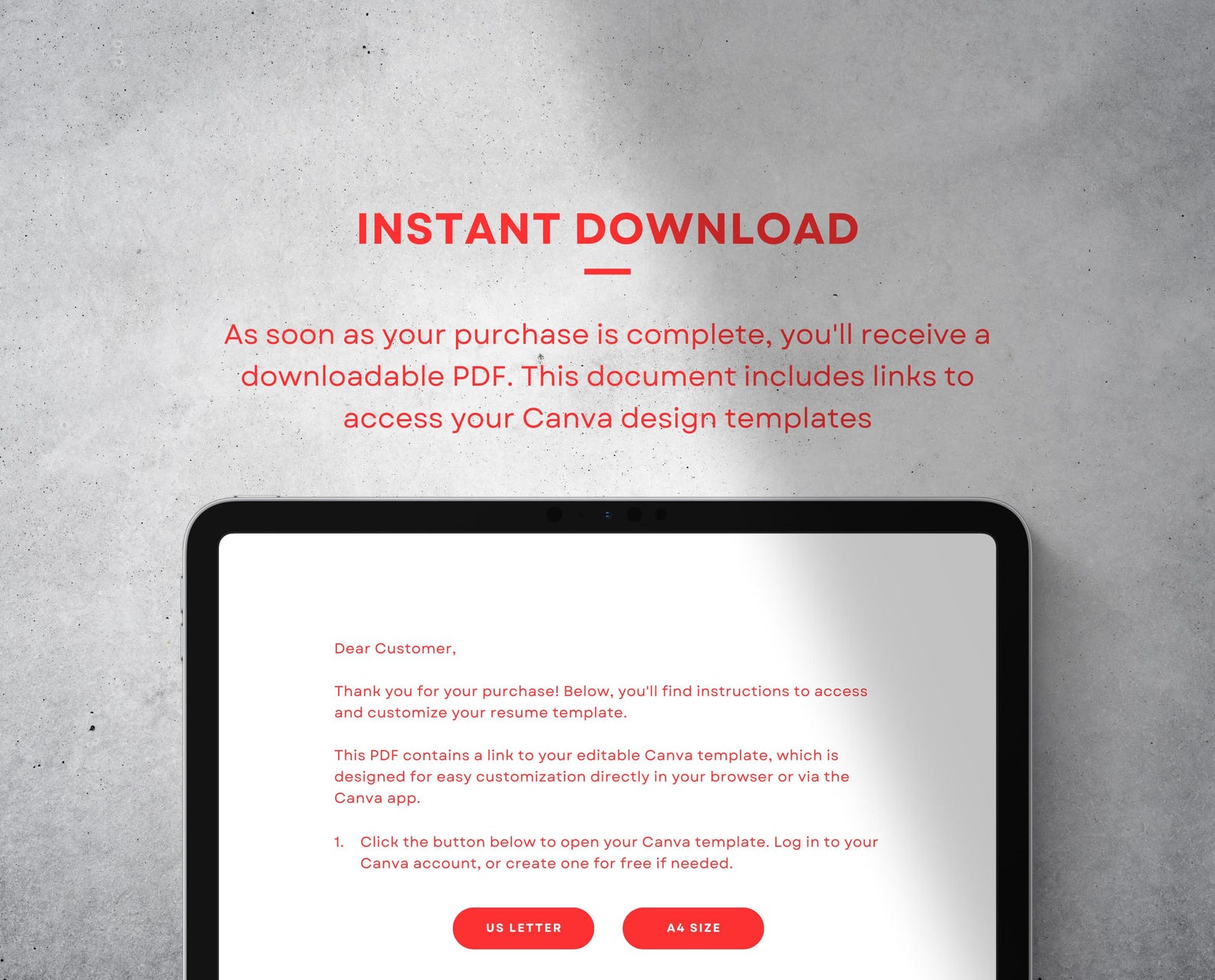 Modern Red Resume Template: Editable CV & Cover Letter (canva Template ...