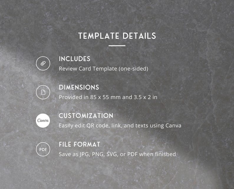 Review Card Template for Canva • 85 X 55 Mm • 3.5 X 2 in • Business ...