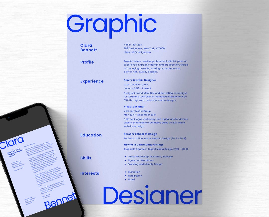 Modern Design Resume Template • Editable in Browser • 1-page CV + 2 ...