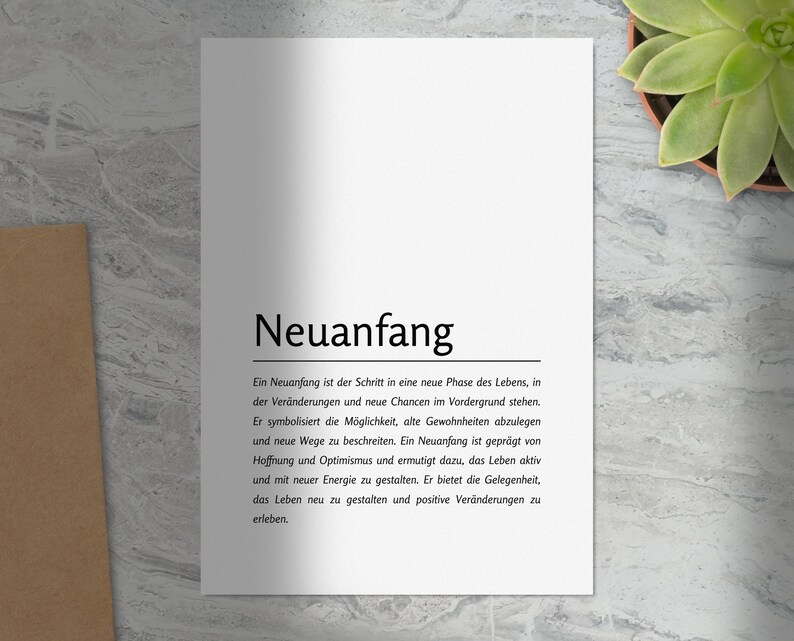 Neuanfang Card: Printable A6 A5 A4 Template (canva Editable, PDF, PNG ...