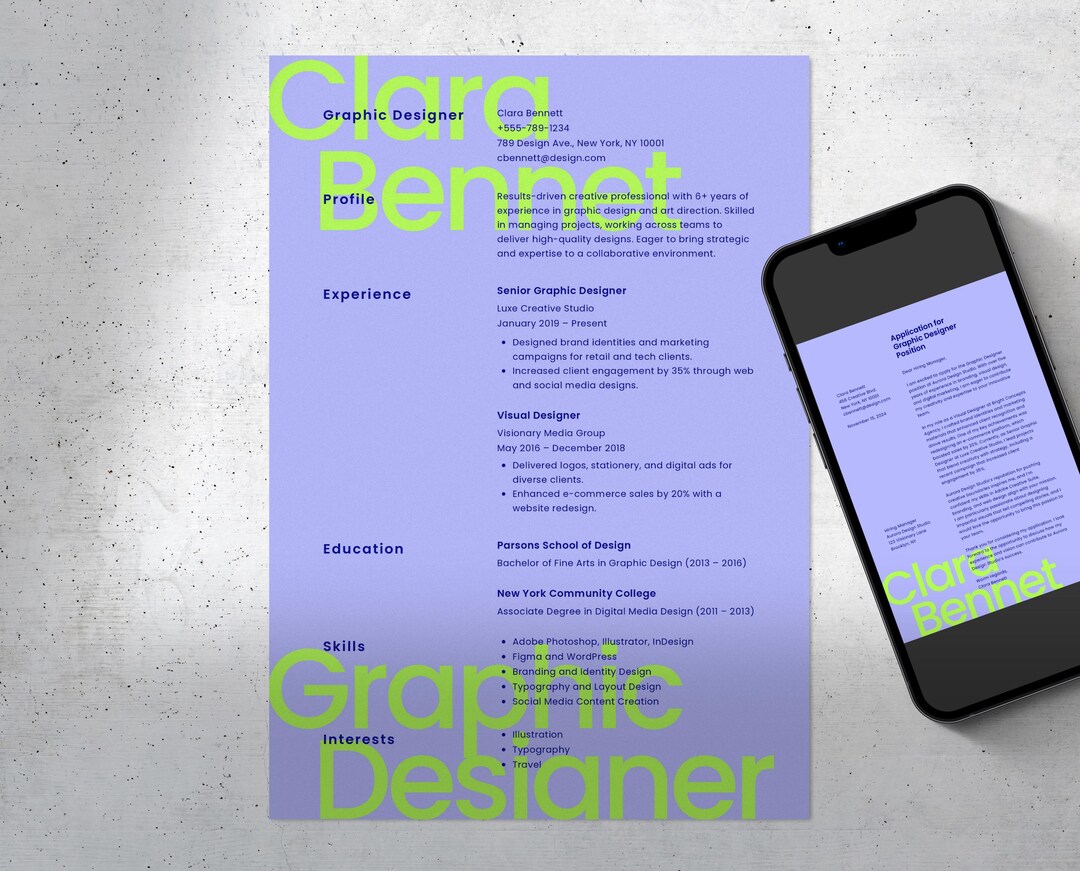Resume Template for Graphic Designer • Editable in Browser • 1-page + 2 ...
