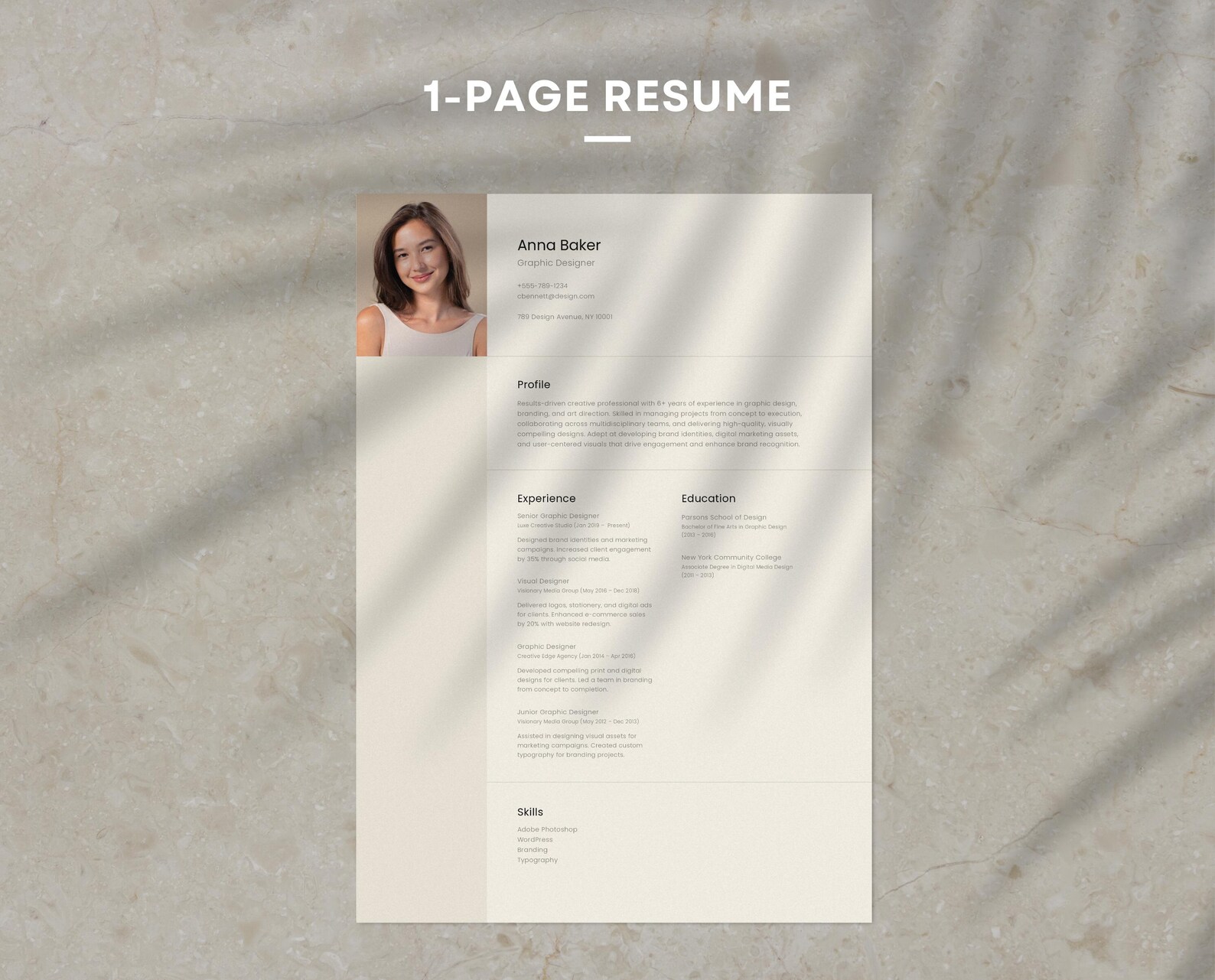 Modern Beige Resume Template: Photo CV + Cover Letter (canva Template ...
