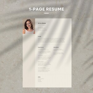 Modern Beige Resume Template: Photo CV + Cover Letter (canva Template ...